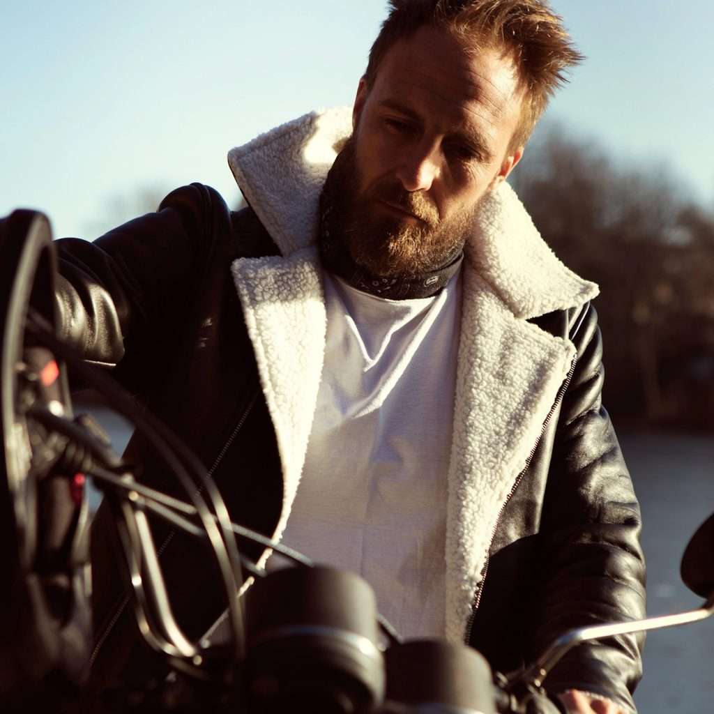 Alberto White Shearling Black Leather Jacket - WideCrafts