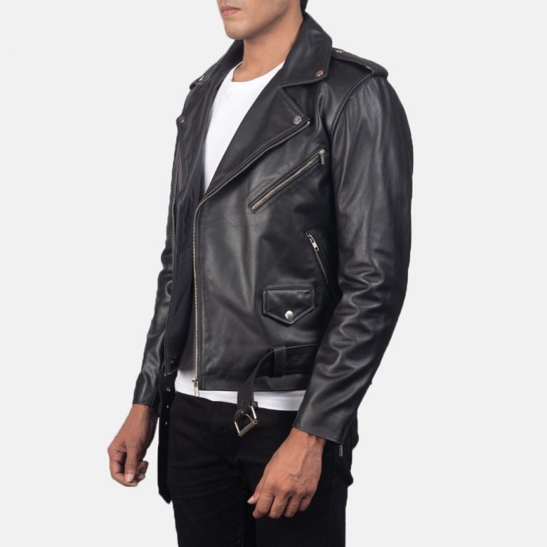 Allaric Alley Black Leather Biker Jacket - WideCrafts