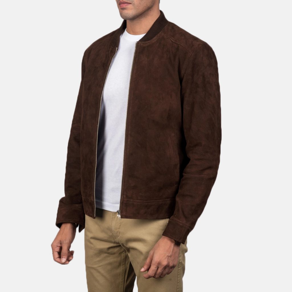 Blain Mocha Suede Bomber Jacket - WideCrafts