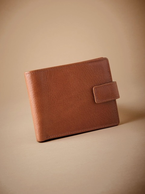 Tan Brown Signature Leather Extra Capacity Wallet - WideCrafts